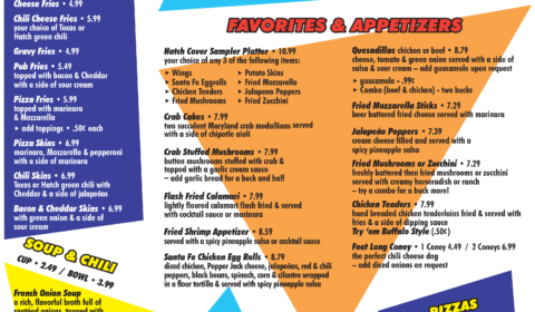 Menus ⋆ The Hatch Cover Bar and Grill - Colorado Springs, CO